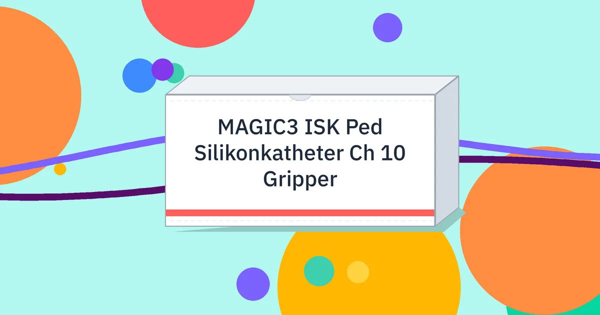 Symbolbild: Packung mit der Aufschrift MAGIC3 ISK Ped Silikonkatheter Ch 10 Gripper (PZN 09485453) – Verfügbarkeit und Bezug in Apotheken in Frankfurt am Main