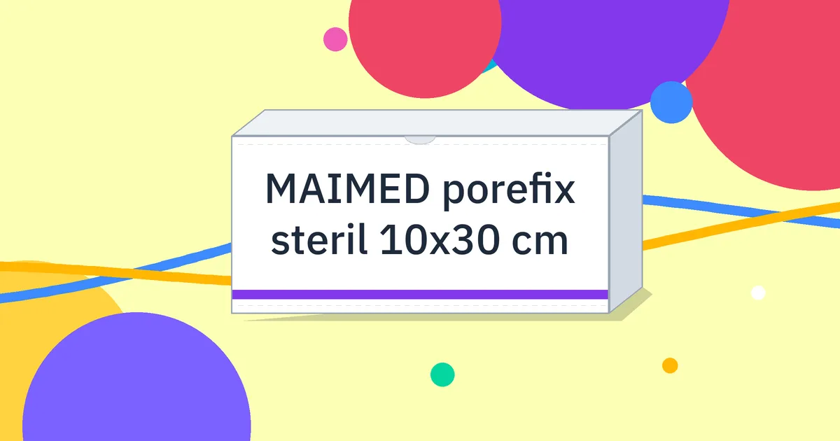 Symbolbild: Packung mit der Aufschrift MAIMED porefix steril 10x30 cm (PZN 15565191) – Verfügbarkeit und Bezug in Apotheken in Frankfurt am Main