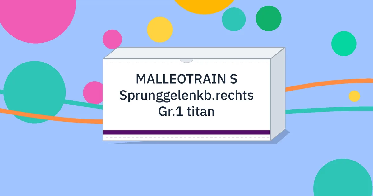 Symbolbild: Packung mit der Aufschrift MALLEOTRAIN S Sprunggelenkb.rechts Gr.1 titan (PZN 10220659) – Verfügbarkeit und Bezug in Apotheken in Frankfurt am Main