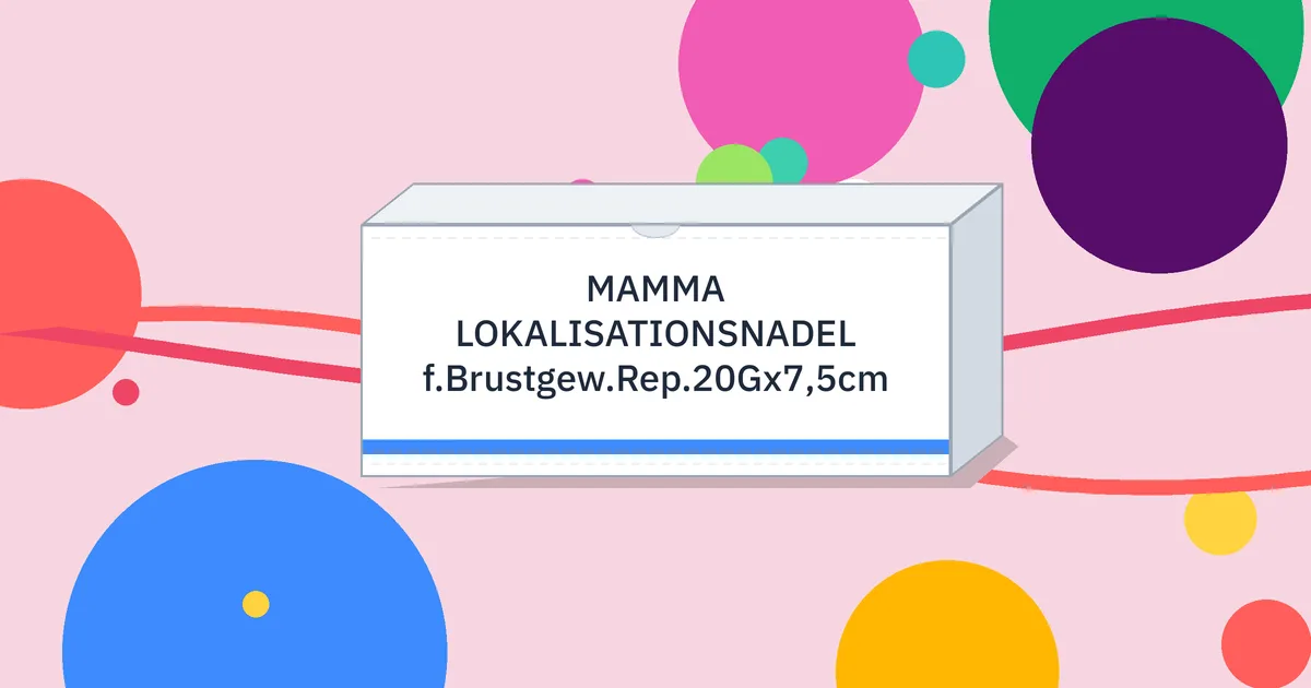 Symbolbild: Packung mit der Aufschrift MAMMA LOKALISATIONSNADEL f.Brustgew.Rep.20Gx7,5cm (PZN 00285178) – Verfügbarkeit und Bezug in Apotheken in Frankfurt am Main
