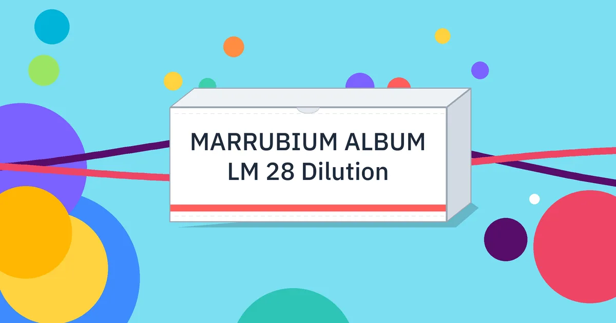Symbolbild: Packung mit der Aufschrift MARRUBIUM ALBUM LM 28 Dilution (PZN 13602108) – Verfügbarkeit und Bezug in Apotheken in Frankfurt am Main