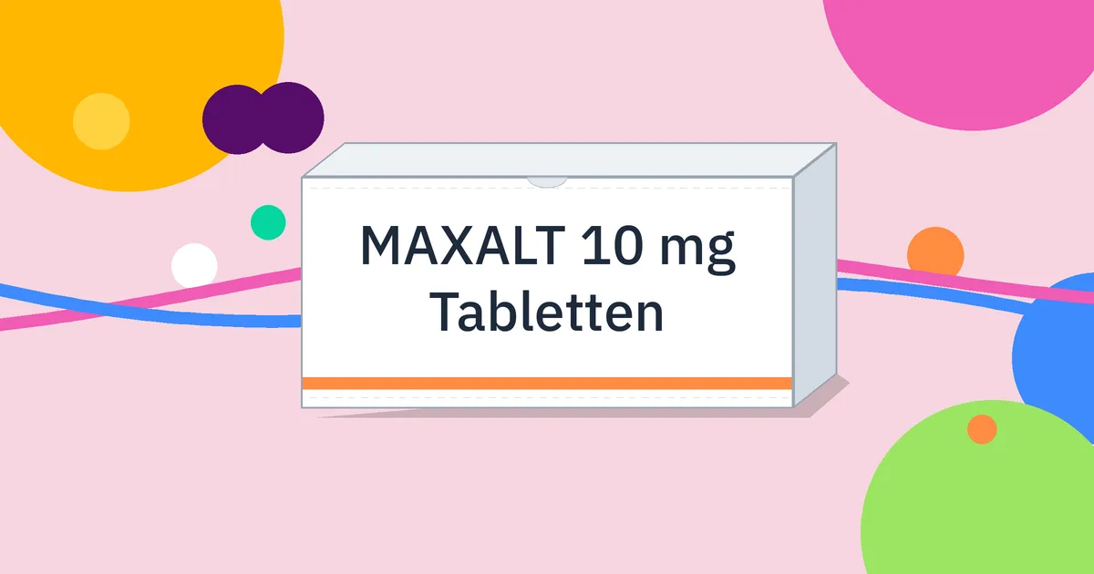 Symbolbild: Packung mit der Aufschrift MAXALT 10 mg Tabletten (PZN 01018143) – Verfügbarkeit und Bezug in Apotheken in Frankfurt am Main