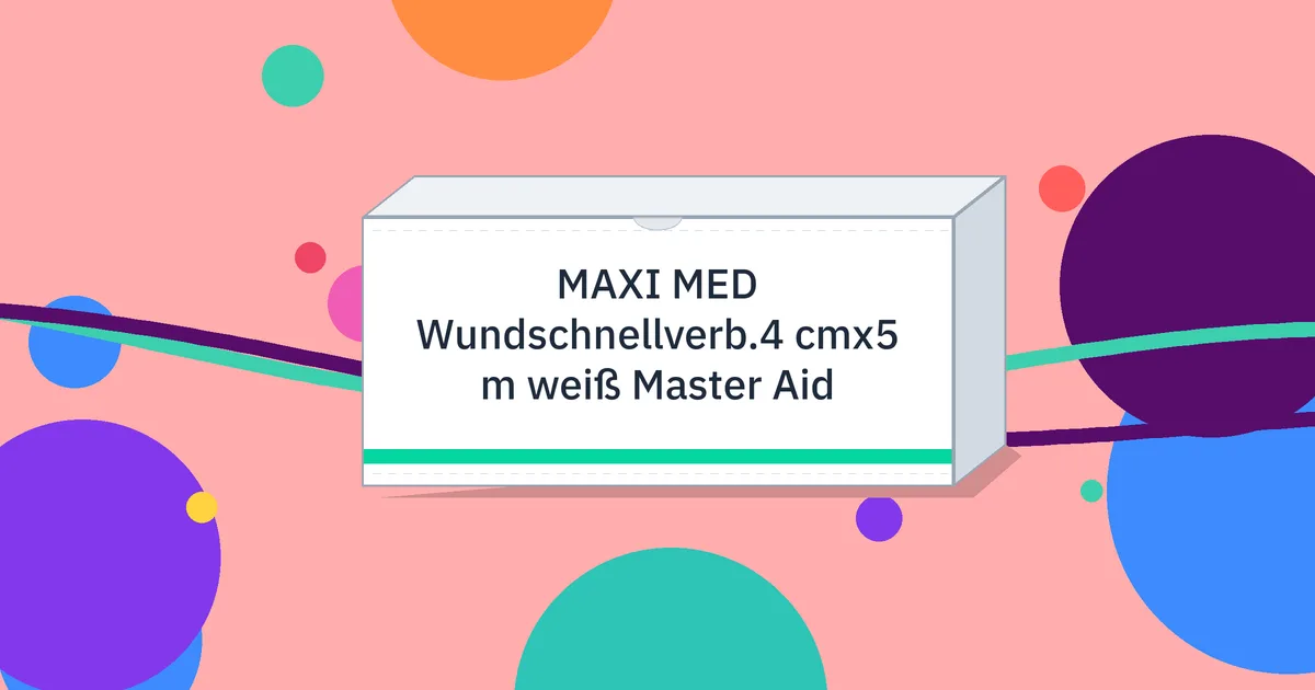 Symbolbild: Packung mit der Aufschrift MAXI MED Wundschnellverb.4 cmx5 m weiß Master Aid (PZN 20128535) – Verfügbarkeit und Bezug in Apotheken in Frankfurt am Main