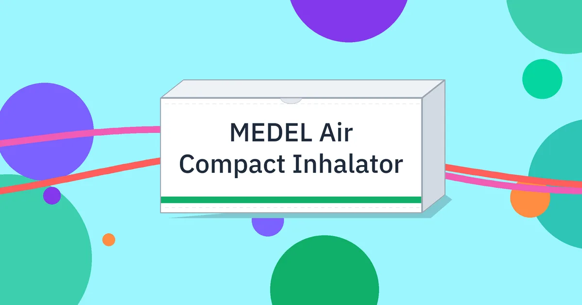Symbolbild: Packung mit der Aufschrift MEDEL Air Compact Inhalator (PZN 18757778) – Verfügbarkeit und Bezug in Apotheken in Frankfurt am Main