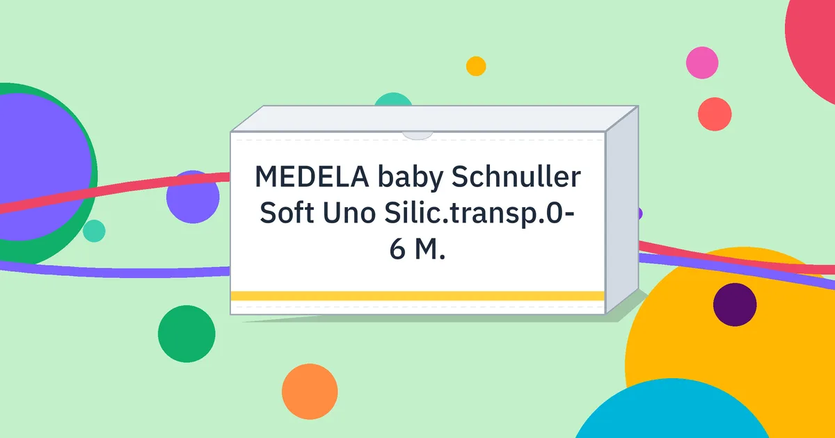 Symbolbild: Packung mit der Aufschrift MEDELA baby Schnuller Soft Uno Silic.transp.0-6 M. (PZN 17256749) – Verfügbarkeit und Bezug in Apotheken in Frankfurt am Main