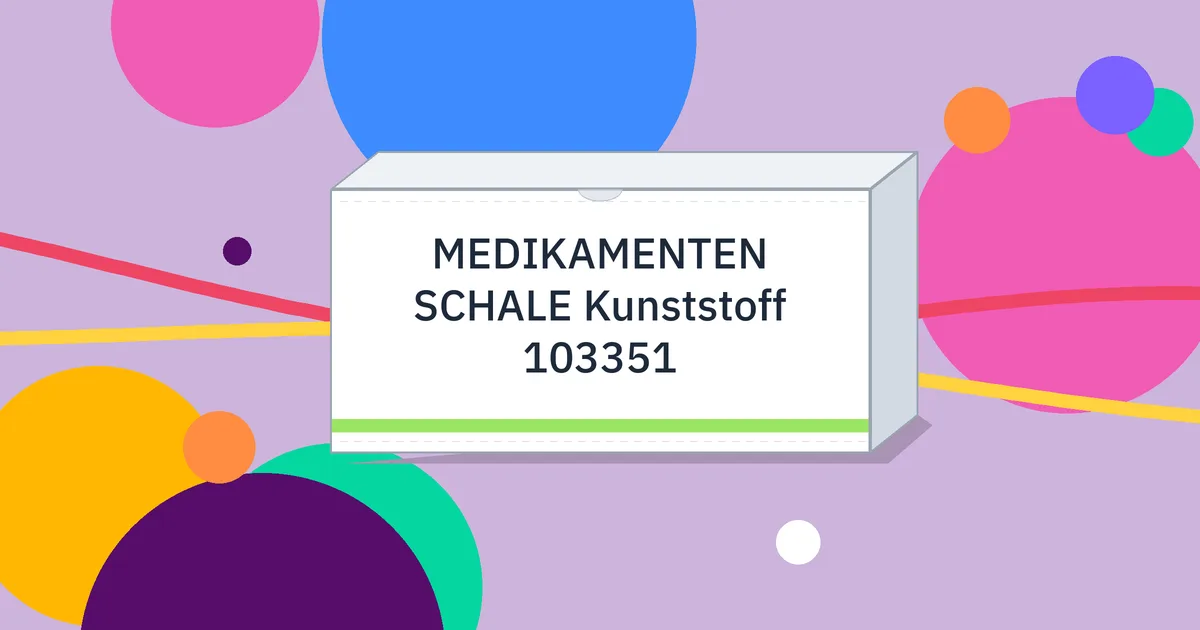 Symbolbild: Packung mit der Aufschrift MEDIKAMENTEN SCHALE Kunststoff 103351 (PZN 04755936) – Verfügbarkeit und Bezug in Apotheken in Frankfurt am Main