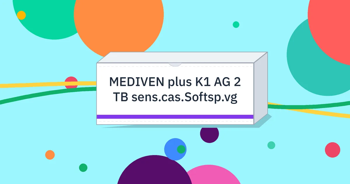 Symbolbild: Packung mit der Aufschrift MEDIVEN plus K1 AG 2 TB sens.cas.Softsp.vg (PZN 15063897) – Verfügbarkeit und Bezug in Apotheken in Frankfurt am Main