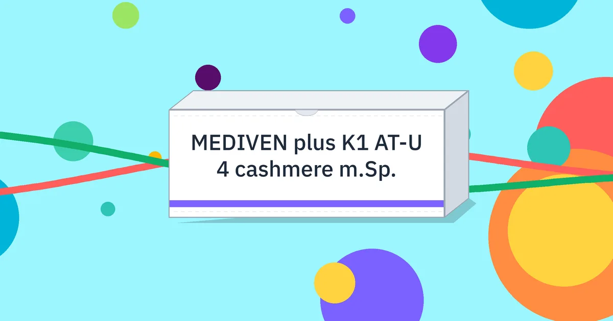 Symbolbild: Packung mit der Aufschrift MEDIVEN plus K1 AT-U 4 cashmere m.Sp. (PZN 15030395) – Verfügbarkeit und Bezug in Apotheken in Frankfurt am Main