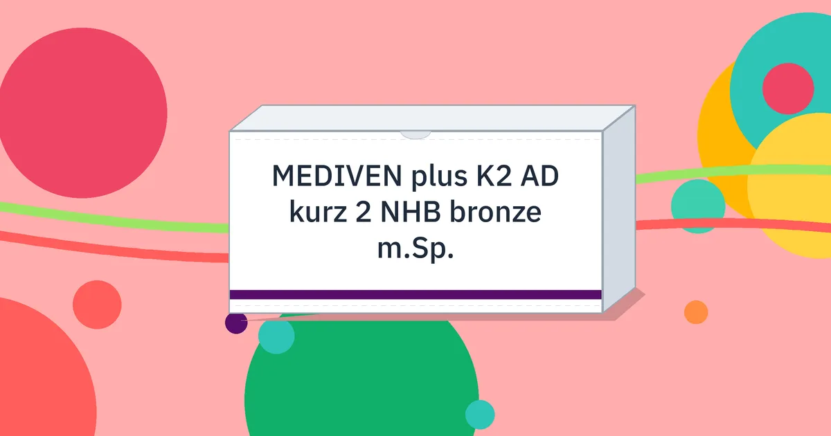 Symbolbild: Packung mit der Aufschrift MEDIVEN plus K2 AD kurz 2 NHB bronze m.Sp. (PZN 15925583) – Verfügbarkeit und Bezug in Apotheken in Frankfurt am Main