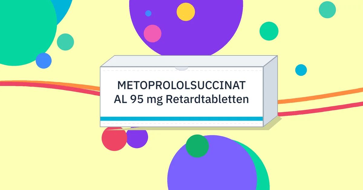 Symbolbild: Packung mit der Aufschrift METOPROLOLSUCCINAT AL 95 mg Retardtabletten (PZN 07097037) – Verfügbarkeit und Bezug in Apotheken in Frankfurt am Main