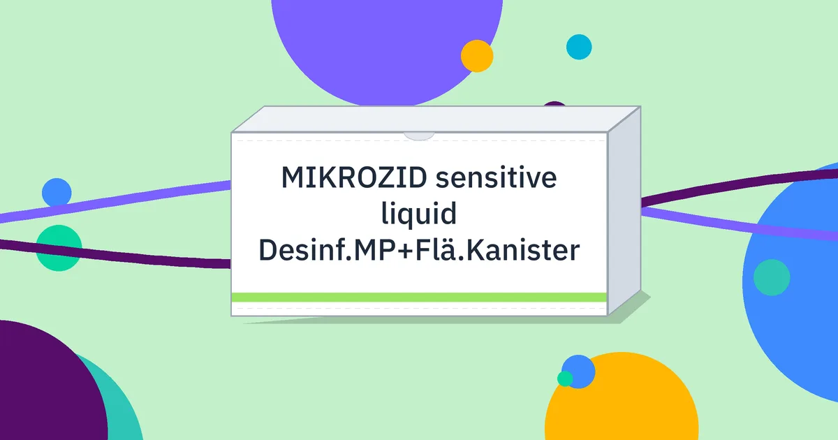 Symbolbild: Packung mit der Aufschrift MIKROZID sensitive liquid Desinf.MP+Flä.Kanister (PZN 17518617) – Verfügbarkeit und Bezug in Apotheken in Frankfurt am Main