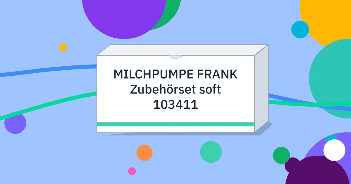 Symbolbild: Packung mit der Aufschrift MILCHPUMPE FRANK Zubehörset soft 103411 (PZN 02419186) – Verfügbarkeit und Bezug in Apotheken in Frankfurt am Main