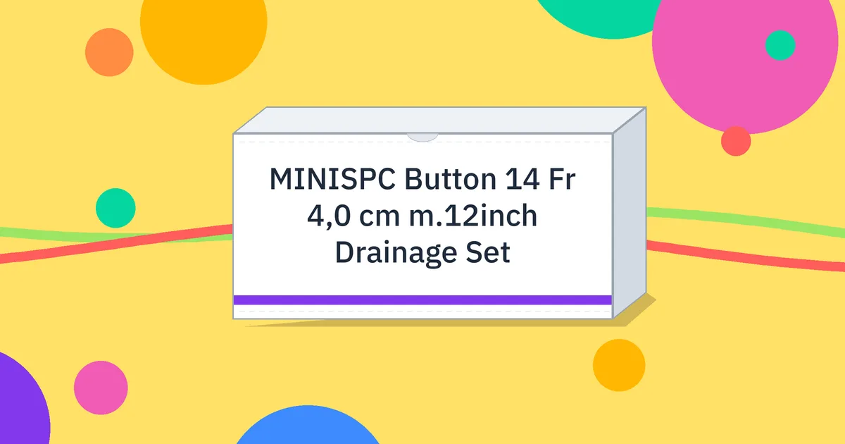 Symbolbild: Packung mit der Aufschrift MINISPC Button 14 Fr 4,0 cm m.12inch Drainage Set (PZN 20820679) – Verfügbarkeit und Bezug in Apotheken in Frankfurt am Main