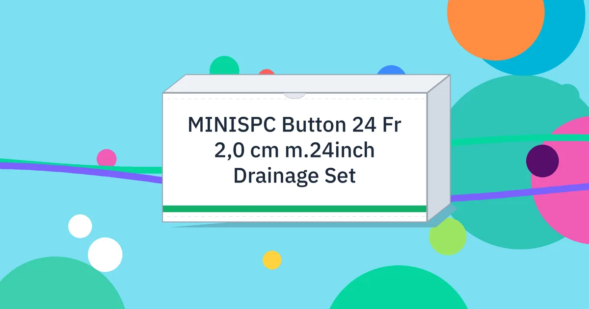Symbolbild: Packung mit der Aufschrift MINISPC Button 24 Fr 2,0 cm m.24inch Drainage Set (PZN 20822454) – Verfügbarkeit und Bezug in Apotheken in Frankfurt am Main