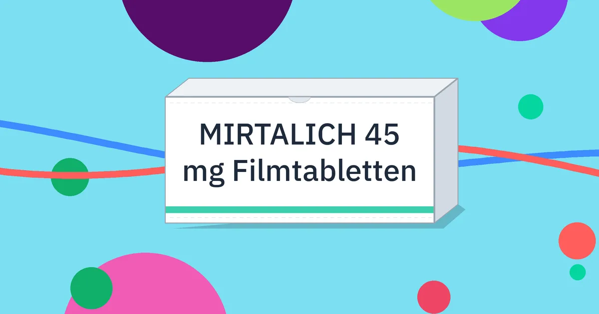 Symbolbild: Packung mit der Aufschrift MIRTALICH 45 mg Filmtabletten (PZN 02817722) – Verfügbarkeit und Bezug in Apotheken in Frankfurt am Main