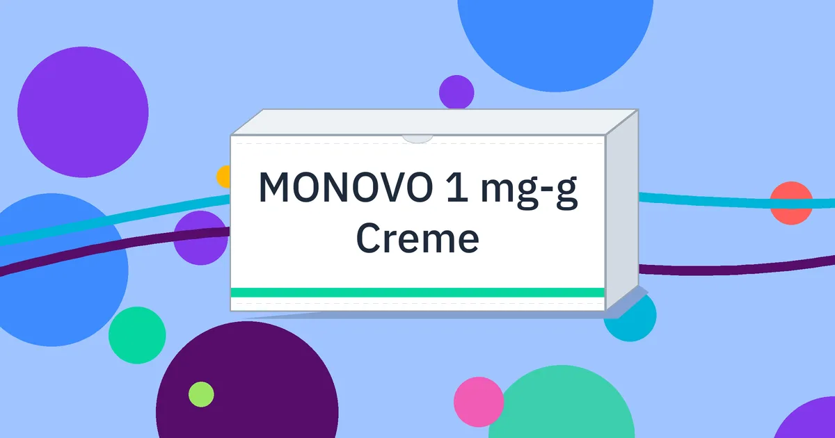 Symbolbild: Packung mit der Aufschrift MONOVO 1 mg-g Creme (PZN 05025602) – Verfügbarkeit und Bezug in Apotheken in Frankfurt am Main