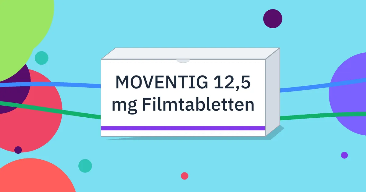 Symbolbild: Packung mit der Aufschrift MOVENTIG 12,5 mg Filmtabletten (PZN 12454752) – Verfügbarkeit und Bezug in Apotheken in Frankfurt am Main