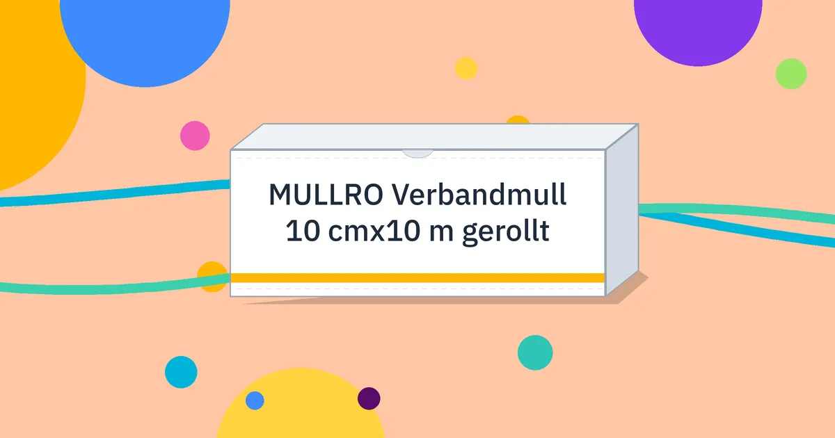 Symbolbild: Packung mit der Aufschrift MULLRO Verbandmull 10 cmx10 m gerollt (PZN 02700925) – Verfügbarkeit und Bezug in Apotheken in Frankfurt am Main