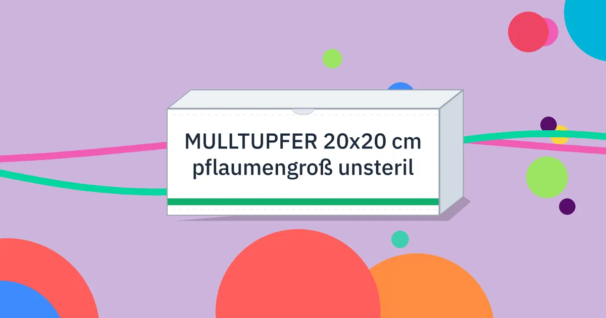 Symbolbild: Packung mit der Aufschrift MULLTUPFER 20x20 cm pflaumengroß unsteril (PZN 02667091) – Verfügbarkeit und Bezug in Apotheken in Frankfurt am Main