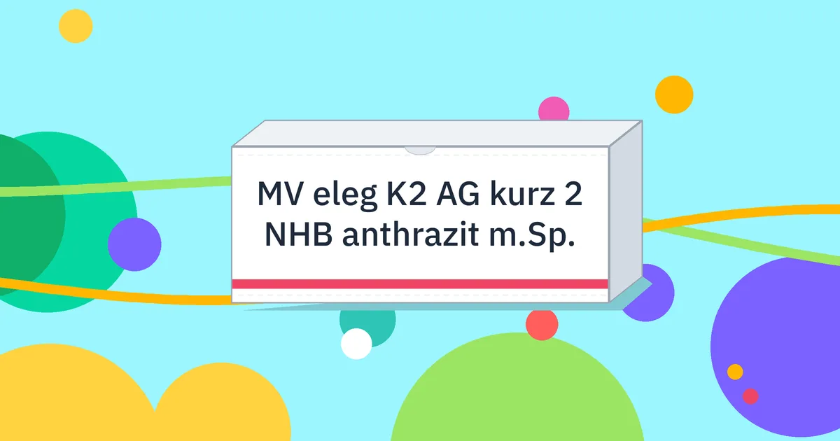 Symbolbild: Packung mit der Aufschrift MV eleg K2 AG kurz 2 NHB anthrazit m.Sp. (PZN 15715673) – Verfügbarkeit und Bezug in Apotheken in Frankfurt am Main