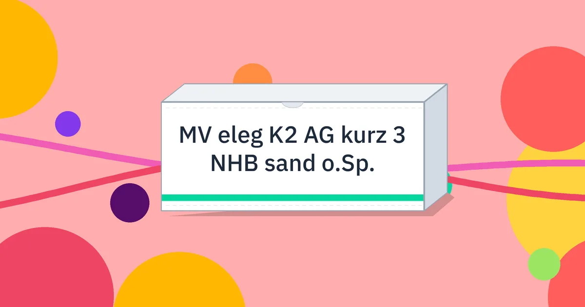 Symbolbild: Packung mit der Aufschrift MV eleg K2 AG kurz 3 NHB sand o.Sp. (PZN 18925508) – Verfügbarkeit und Bezug in Apotheken in Frankfurt am Main