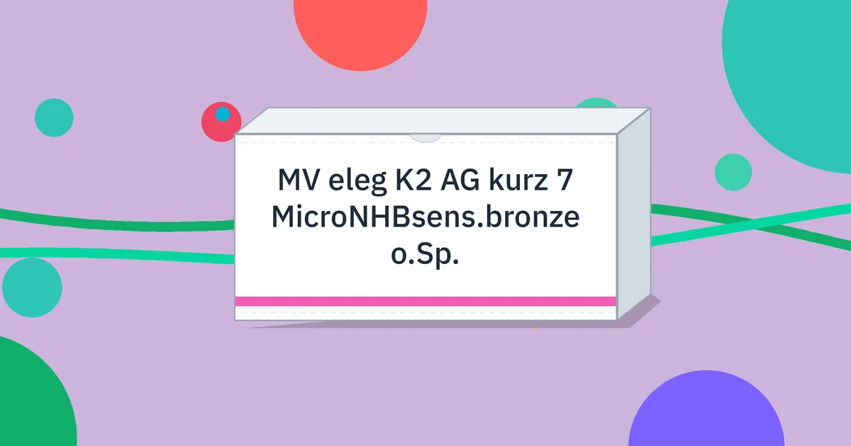 Symbolbild: Packung mit der Aufschrift MV eleg K2 AG kurz 7 MicroNHBsens.bronze o.Sp. (PZN 15709980) – Verfügbarkeit und Bezug in Apotheken in Frankfurt am Main