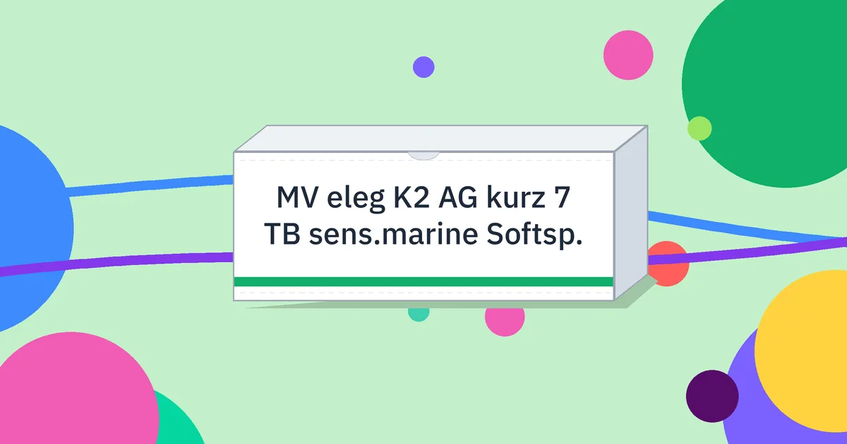 Symbolbild: Packung mit der Aufschrift MV eleg K2 AG kurz 7 TB sens.marine Softsp. (PZN 14606798) – Verfügbarkeit und Bezug in Apotheken in Frankfurt am Main