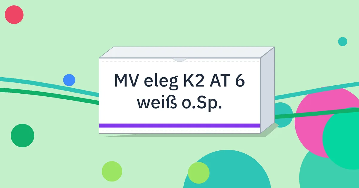 Symbolbild: Packung mit der Aufschrift MV eleg K2 AT 6 weiß o.Sp. (PZN 00311970) – Verfügbarkeit und Bezug in Apotheken in Frankfurt am Main