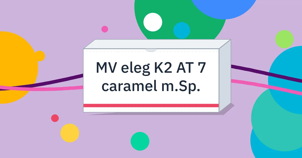 Symbolbild: Packung mit der Aufschrift MV eleg K2 AT 7 caramel m.Sp. (PZN 00529864) – Verfügbarkeit und Bezug in Apotheken in Frankfurt am Main