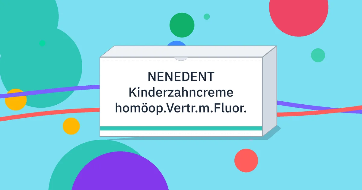 Symbolbild: Packung mit der Aufschrift NENEDENT Kinderzahncreme homöop.Vertr.m.Fluor. (PZN 07275935) – Verfügbarkeit und Bezug in Apotheken in Frankfurt am Main