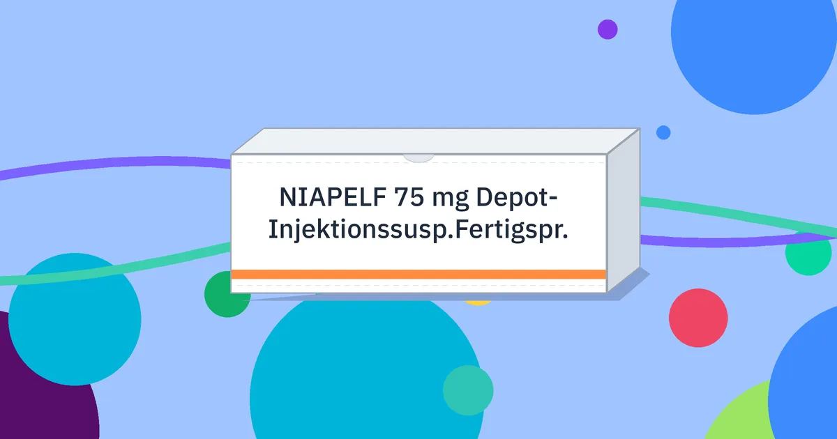 Symbolbild: Packung mit der Aufschrift NIAPELF 75 mg Depot-Injektionssusp.Fertigspr. (PZN 20156000) – Verfügbarkeit und Bezug in Apotheken in Frankfurt am Main