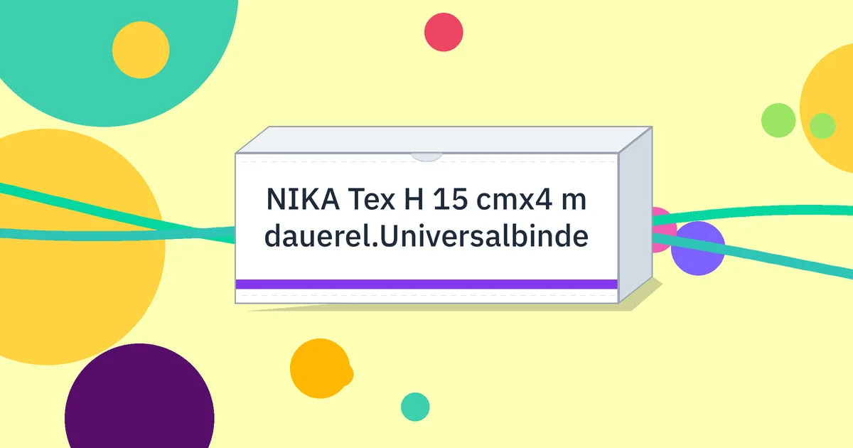 Symbolbild: Packung mit der Aufschrift NIKA Tex H 15 cmx4 m dauerel.Universalbinde (PZN 18170926) – Verfügbarkeit und Bezug in Apotheken in Frankfurt am Main