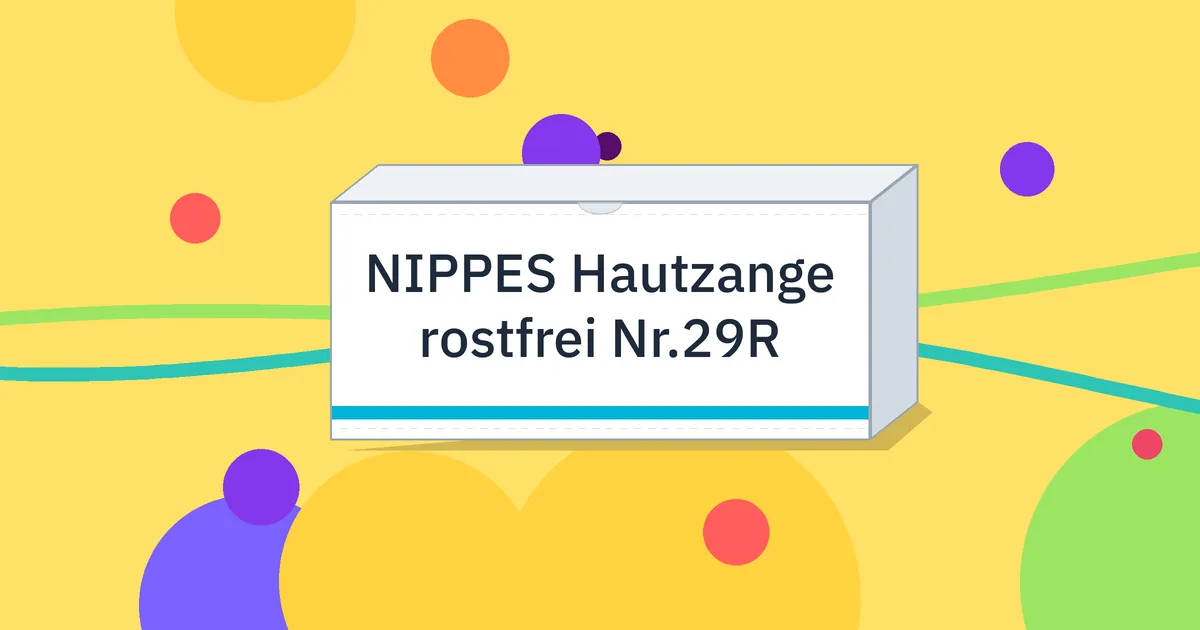 Symbolbild: Packung mit der Aufschrift NIPPES Hautzange rostfrei Nr.29R (PZN 04315367) – Verfügbarkeit und Bezug in Apotheken in Frankfurt am Main