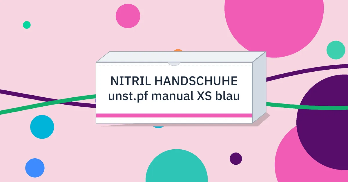 Symbolbild: Packung mit der Aufschrift NITRIL HANDSCHUHE unst.pf manual XS blau (PZN 18034057) – Verfügbarkeit und Bezug in Apotheken in Frankfurt am Main