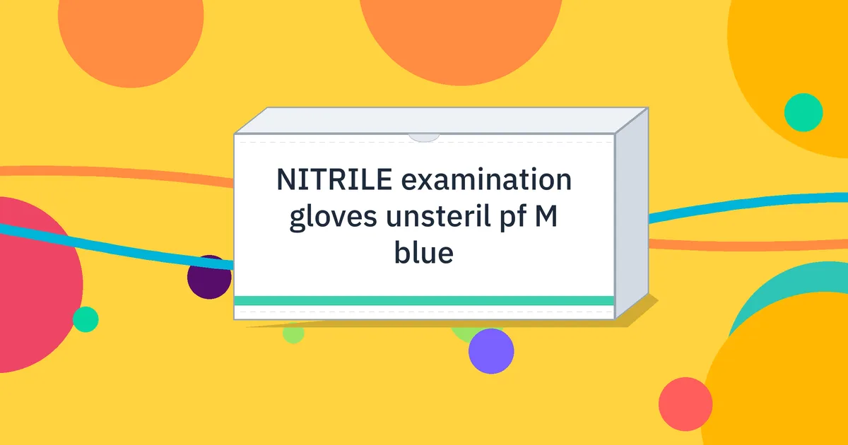 Symbolbild: Packung mit der Aufschrift NITRILE examination gloves unsteril pf M blue (PZN 19872228) – Verfügbarkeit und Bezug in Apotheken in Frankfurt am Main