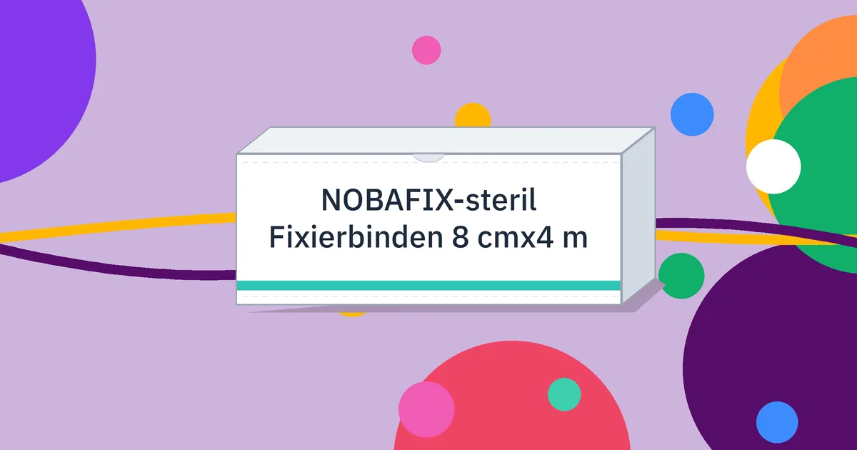 Symbolbild: Packung mit der Aufschrift NOBAFIX-steril Fixierbinden 8 cmx4 m (PZN 16028259) – Verfügbarkeit und Bezug in Apotheken in Frankfurt am Main