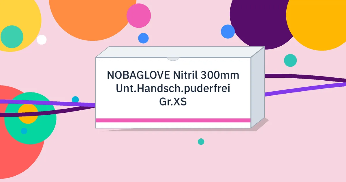 Symbolbild: Packung mit der Aufschrift NOBAGLOVE Nitril 300mm Unt.Handsch.puderfrei Gr.XS (PZN 12397103) – Verfügbarkeit und Bezug in Apotheken in Frankfurt am Main