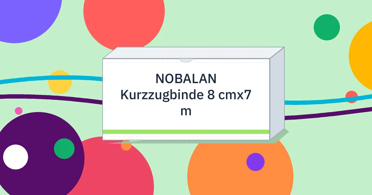 Symbolbild: Packung mit der Aufschrift NOBALAN Kurzzugbinde 8 cmx7 m (PZN 01613561) – Verfügbarkeit und Bezug in Apotheken in Frankfurt am Main