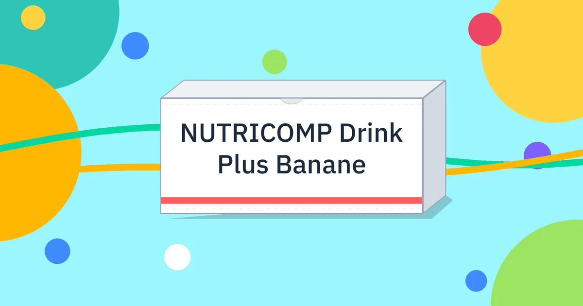 Symbolbild: Packung mit der Aufschrift NUTRICOMP Drink Plus Banane (PZN 11847372) – Verfügbarkeit und Bezug in Apotheken in Frankfurt am Main