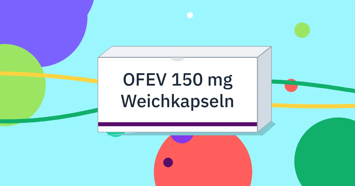 Symbolbild: Packung mit der Aufschrift OFEV 150 mg Weichkapseln (PZN 14274333) – Verfügbarkeit und Bezug in Apotheken in Frankfurt am Main