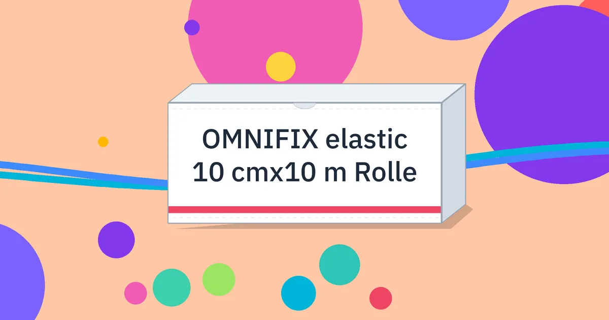 Symbolbild: Packung mit der Aufschrift OMNIFIX elastic 10 cmx10 m Rolle (PZN 09612791) – Verfügbarkeit und Bezug in Apotheken in Frankfurt am Main