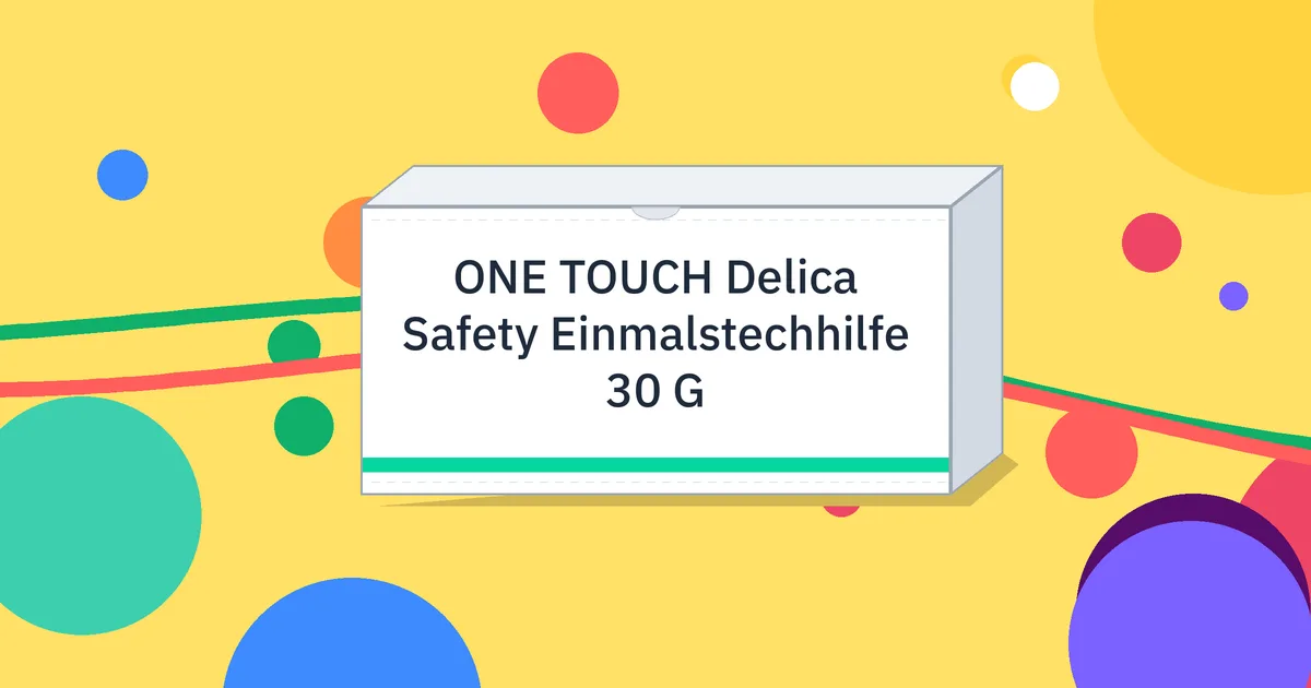 Symbolbild: Packung mit der Aufschrift ONE TOUCH Delica Safety Einmalstechhilfe 30 G (PZN 19194969) – Verfügbarkeit und Bezug in Apotheken in Frankfurt am Main