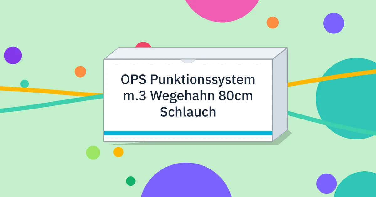 Symbolbild: Packung mit der Aufschrift OPS Punktionssystem m.3 Wegehahn 80cm Schlauch (PZN 00825410) – Verfügbarkeit und Bezug in Apotheken in Frankfurt am Main