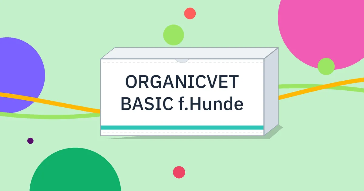 Symbolbild: Packung mit der Aufschrift ORGANICVET BASIC f.Hunde (PZN 18449769) – Verfügbarkeit und Bezug in Apotheken in Frankfurt am Main
