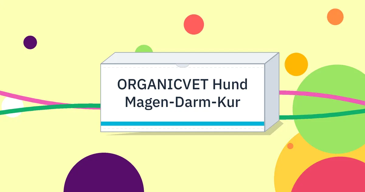 Symbolbild: Packung mit der Aufschrift ORGANICVET Hund Magen-Darm-Kur (PZN 10921847) – Verfügbarkeit und Bezug in Apotheken in Frankfurt am Main