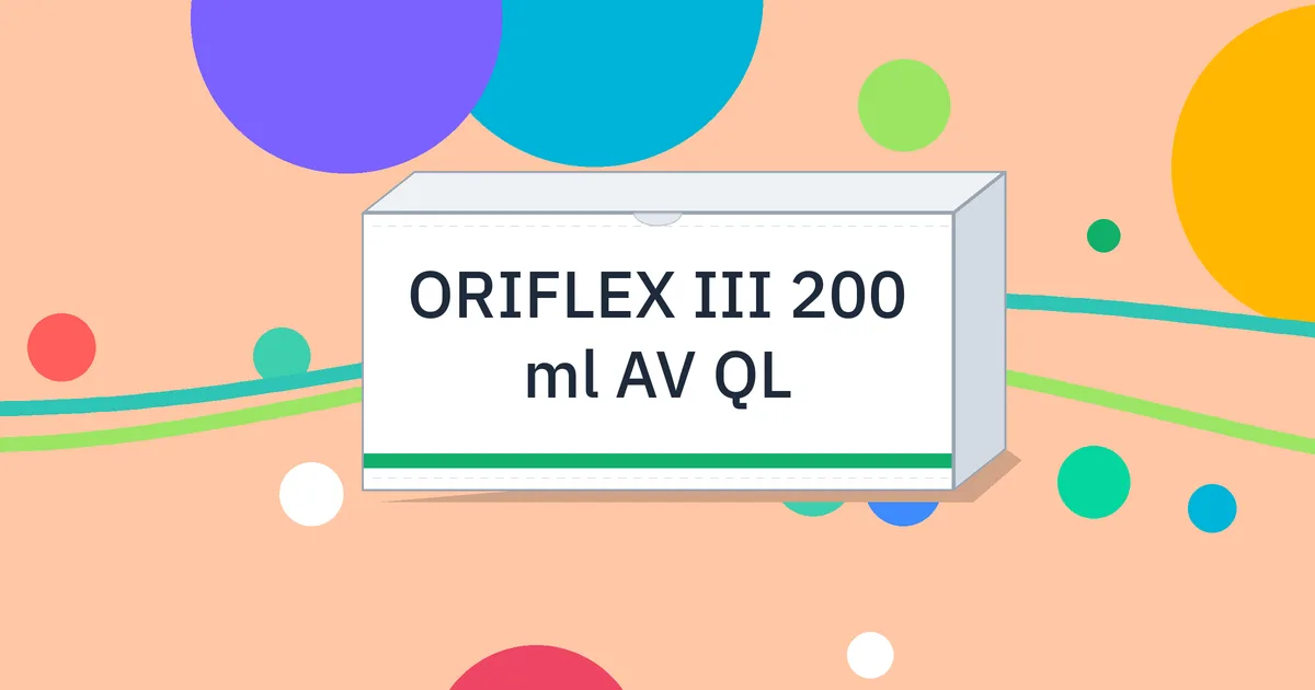 Symbolbild: Packung mit der Aufschrift ORIFLEX III 200 ml AV QL (PZN 17485970) – Verfügbarkeit und Bezug in Apotheken in Frankfurt am Main