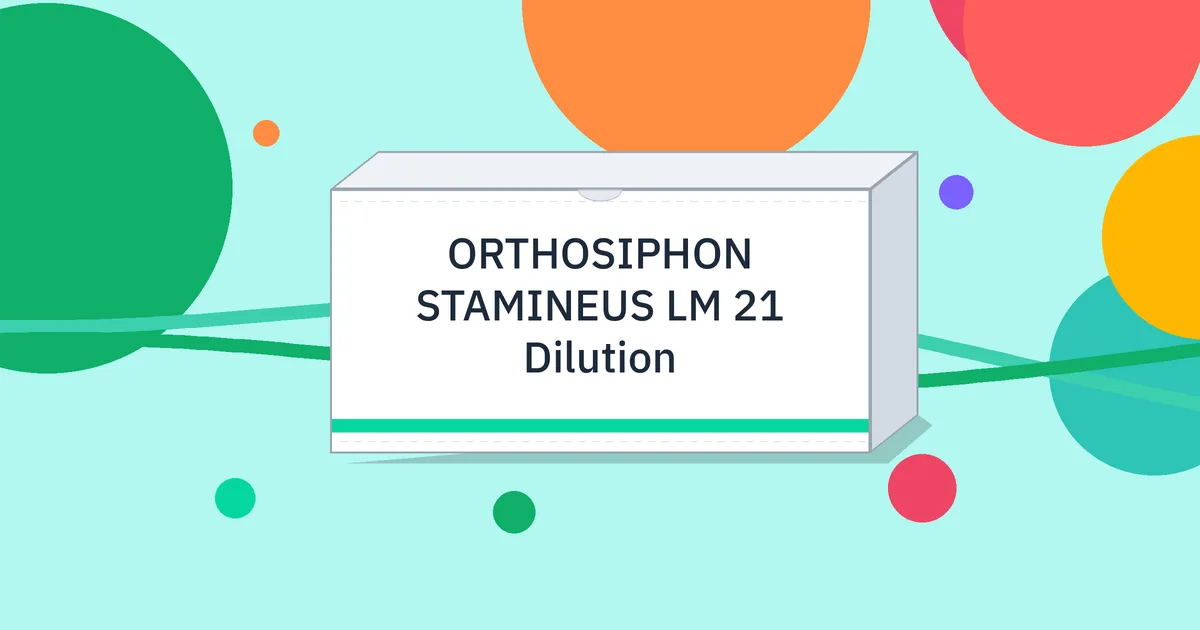 Symbolbild: Packung mit der Aufschrift ORTHOSIPHON STAMINEUS LM 21 Dilution (PZN 13628119) – Verfügbarkeit und Bezug in Apotheken in Frankfurt am Main