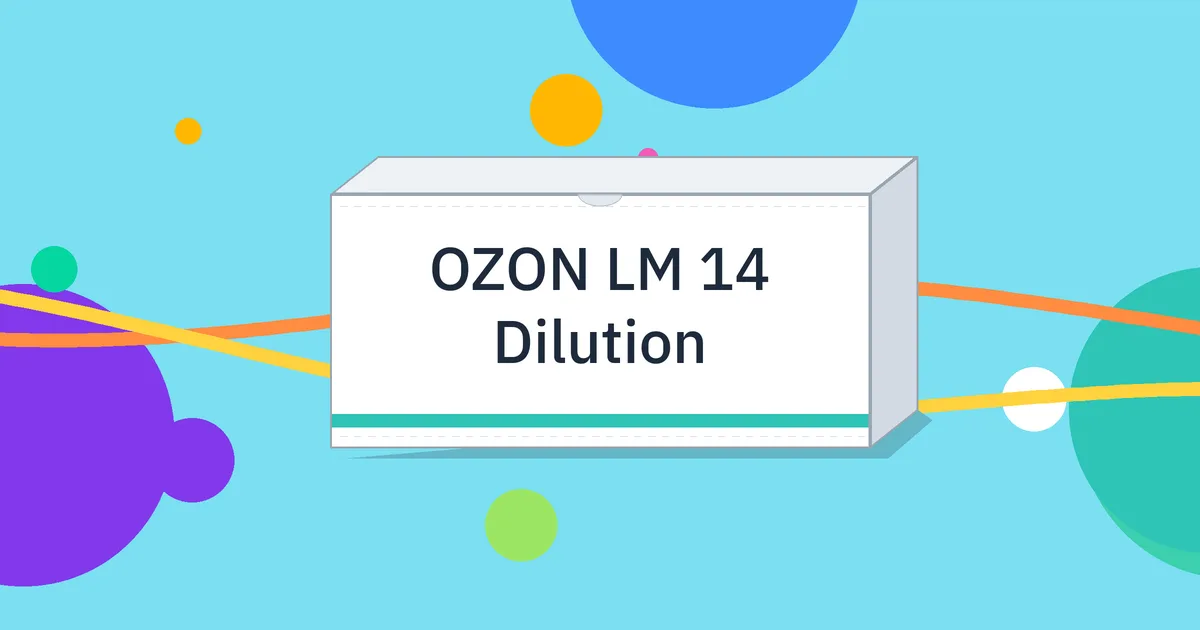 Symbolbild: Packung mit der Aufschrift OZON LM 14 Dilution (PZN 12974492) – Verfügbarkeit und Bezug in Apotheken in Frankfurt am Main