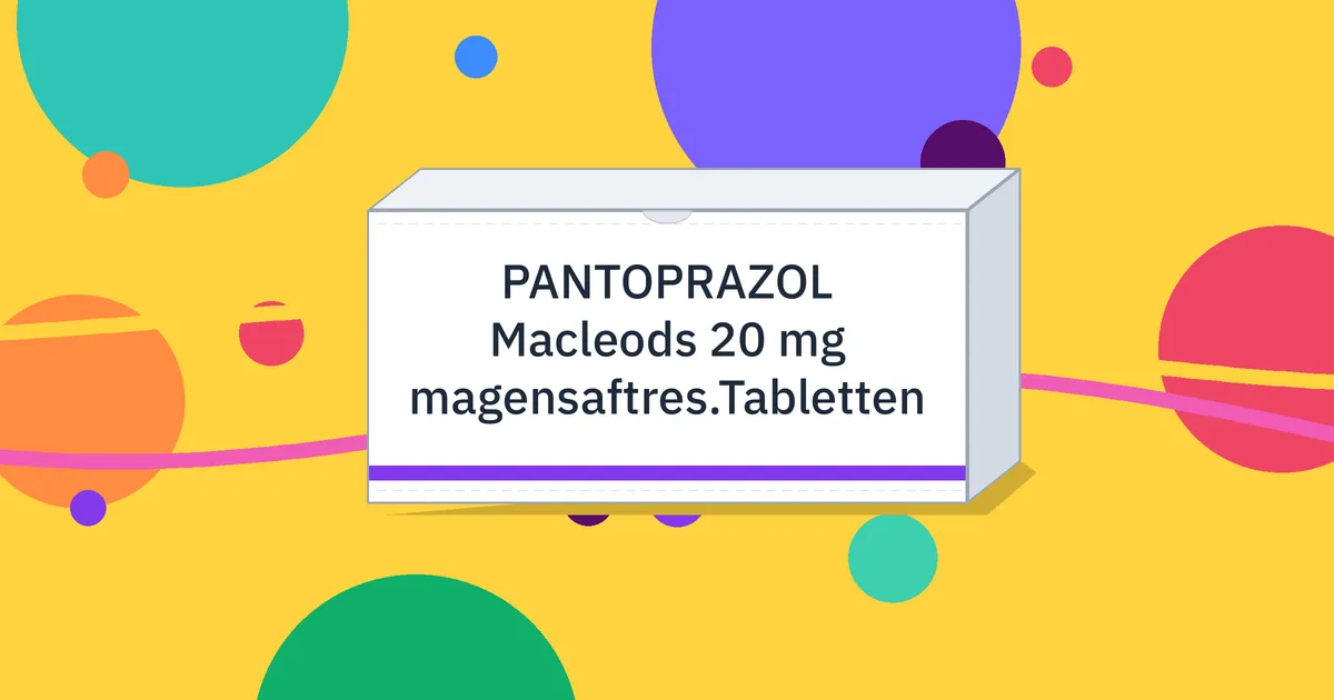 Symbolbild: Packung mit der Aufschrift PANTOPRAZOL Macleods 20 mg magensaftres.Tabletten (PZN 20162472) – Verfügbarkeit und Bezug in Apotheken in Frankfurt am Main