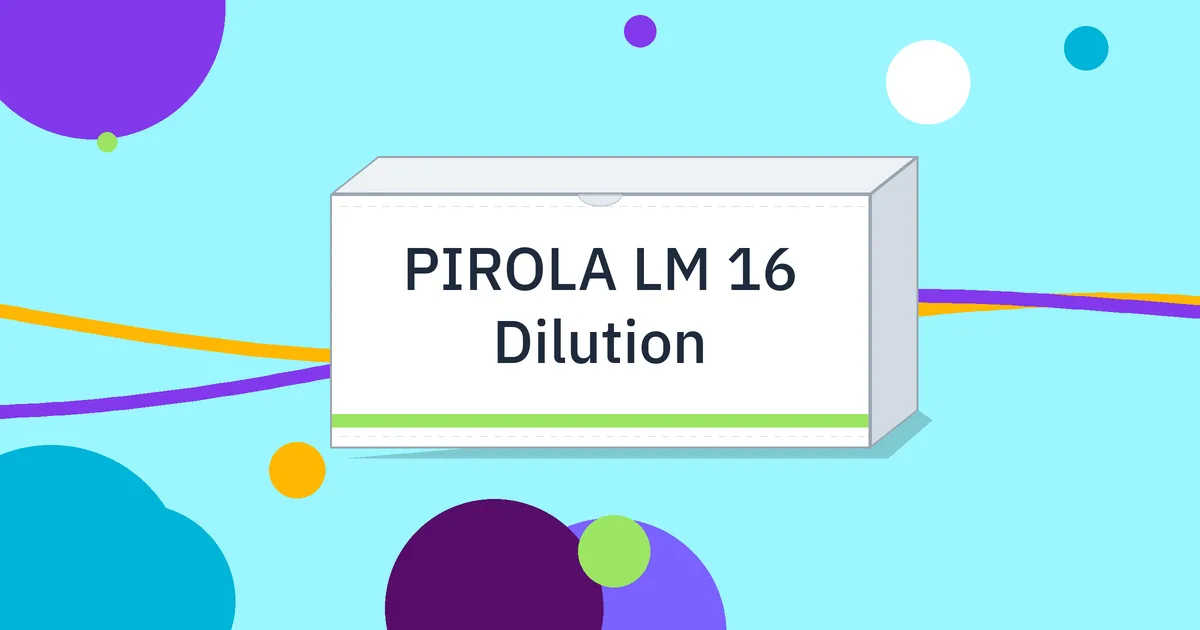 Symbolbild: Packung mit der Aufschrift PIROLA LM 16 Dilution (PZN 13645336) – Verfügbarkeit und Bezug in Apotheken in Frankfurt am Main